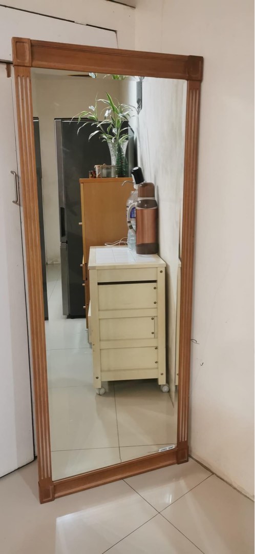 minimalist scandi solidwood life size mirror, Furniture & Home Living ...