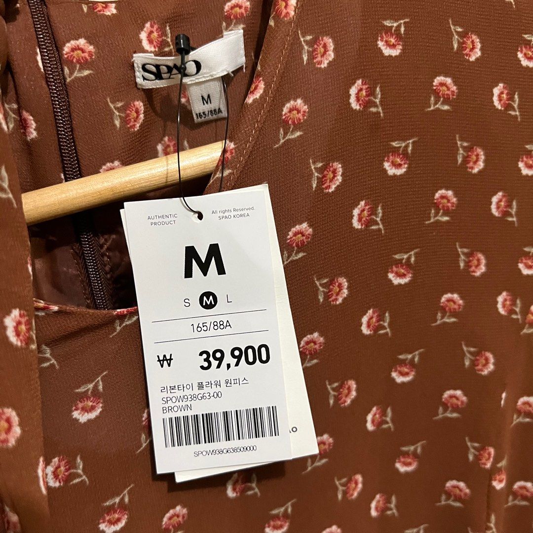 Spao Korean Brand Floral Print Front Tie Cottagecore Dainty Dress ...