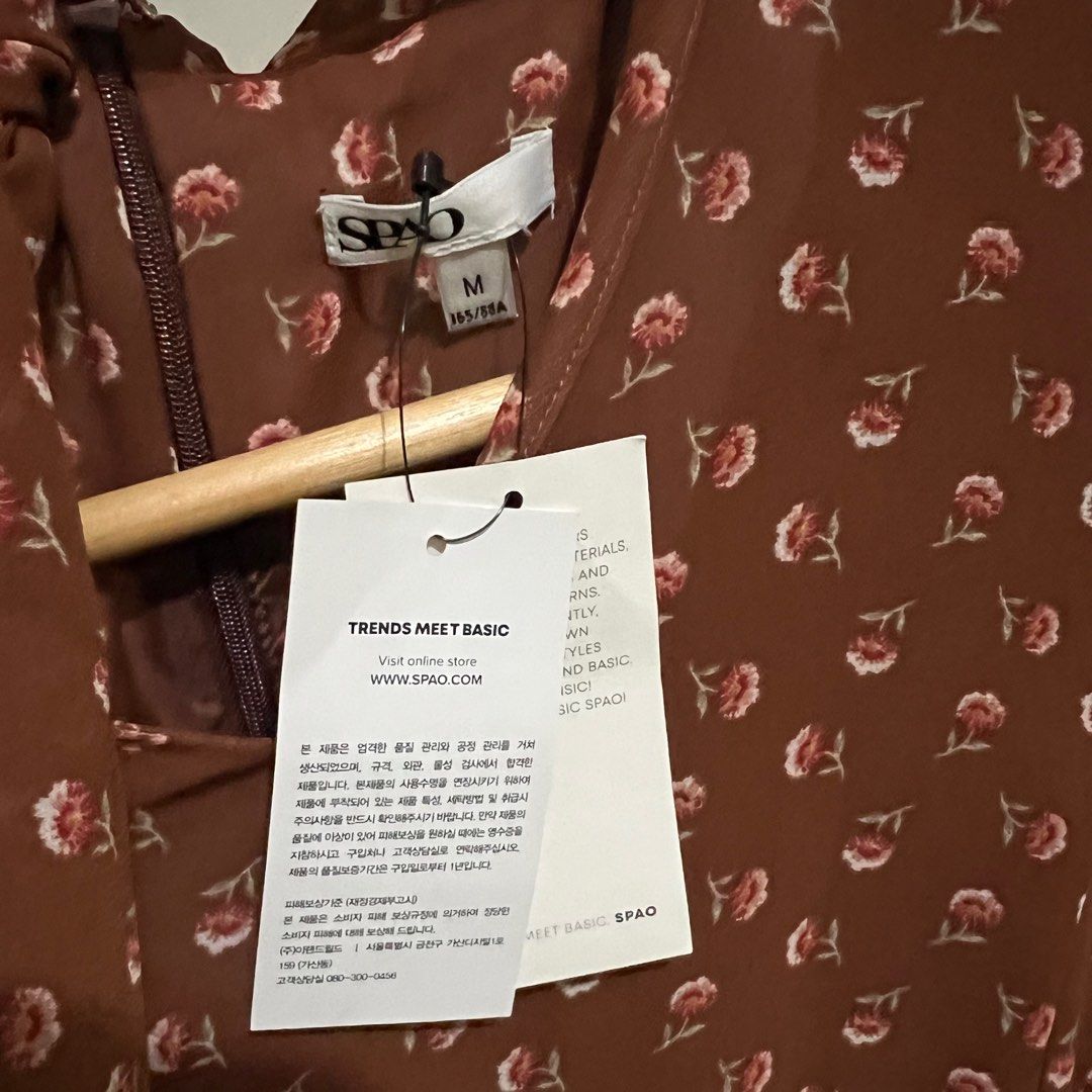 Spao Korean Brand Floral Print Front Tie Cottagecore Dainty Dress ...