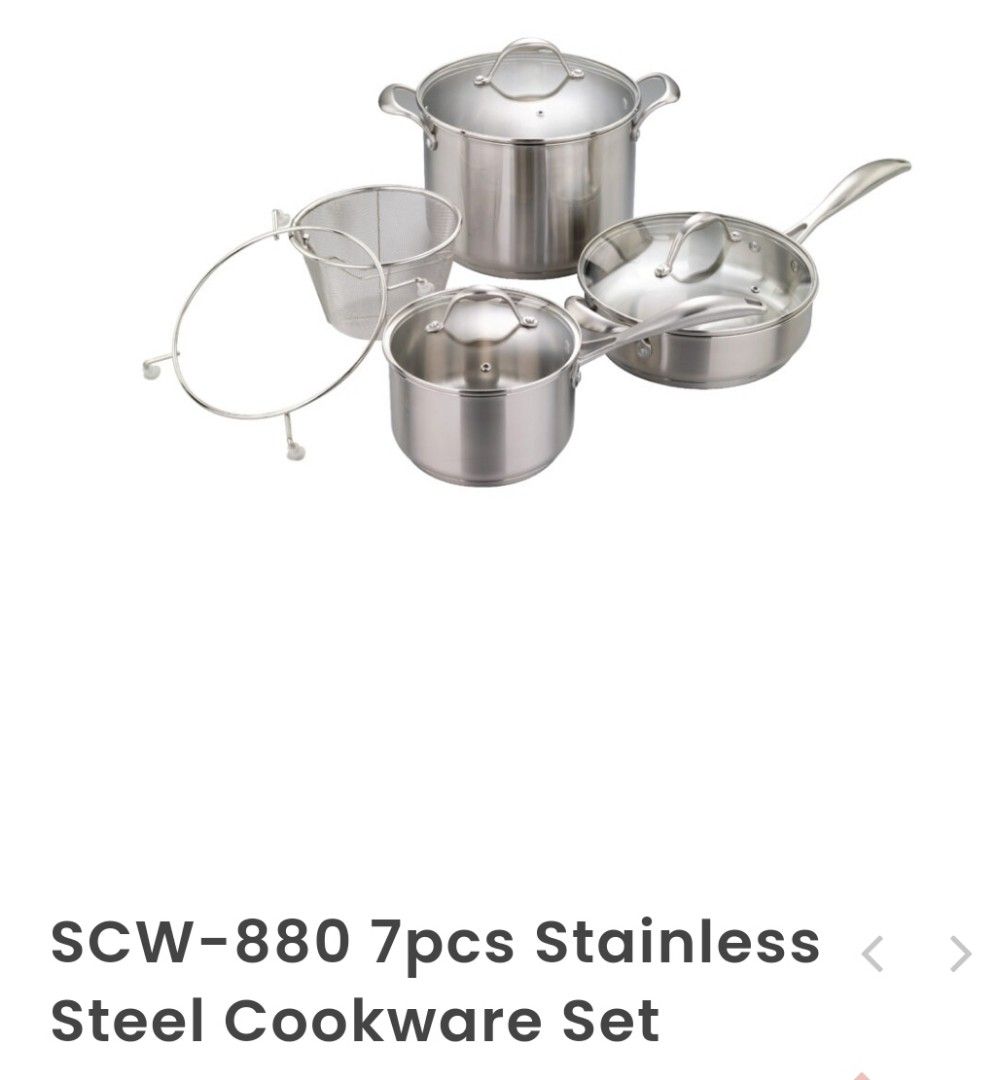 Stainless steel cookware set (7 pcs), TV & Home Appliances, Kitchen ...