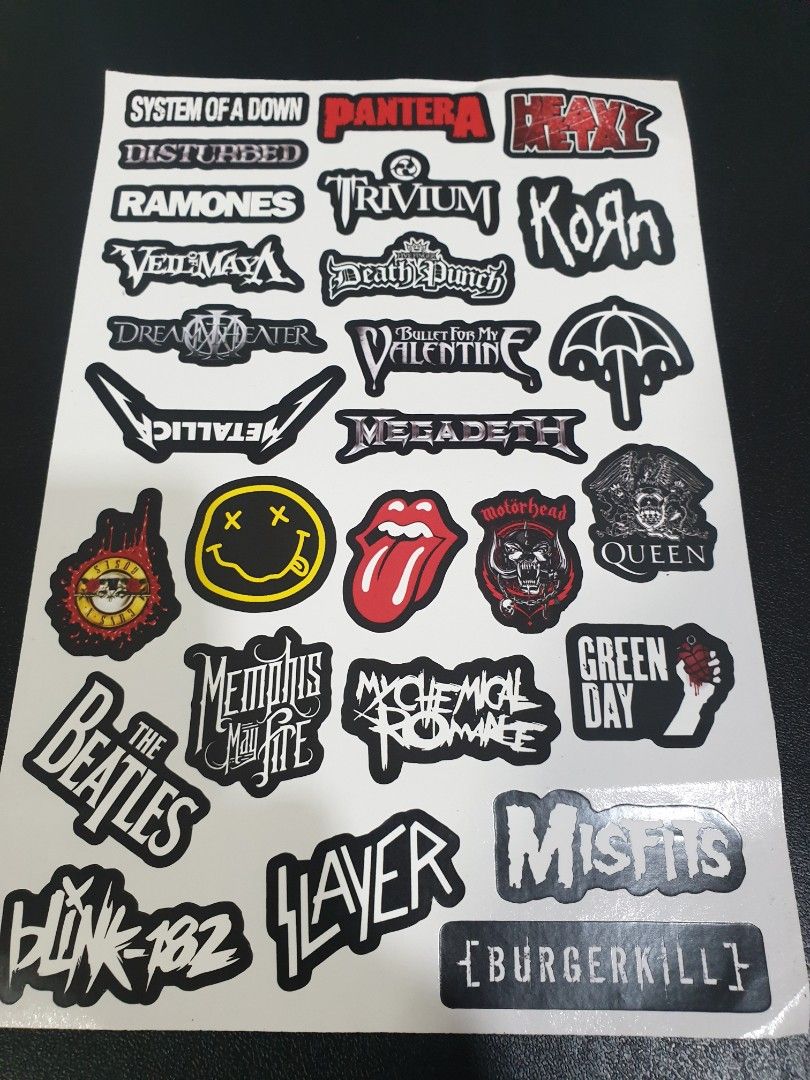 Stickers rock metal bands nirvana metallica slayer anthrax beatles ...