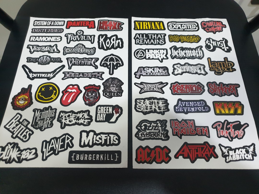 Stickers rock metal bands nirvana metallica slayer anthrax beatles ...