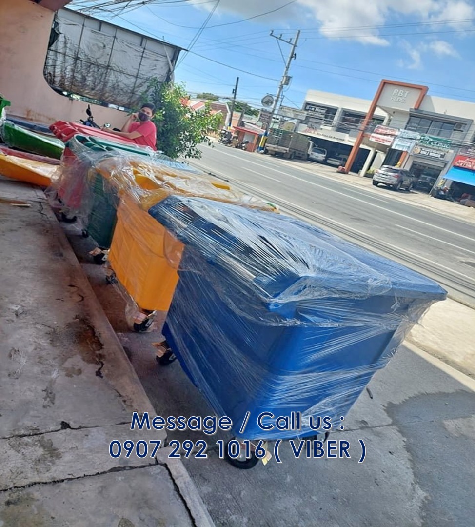 trash bin Mobile waste bin w/wheels 323, Furniture & Home Living ...