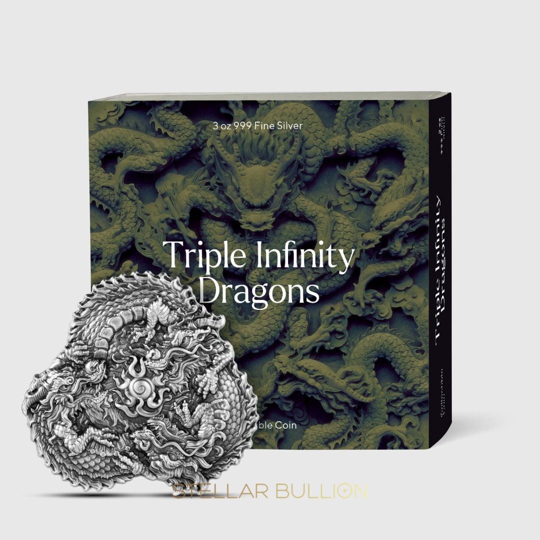 Triple Infinity Dragons 3oz 999 Fine Silver Coin, Hobbies & Toys ...