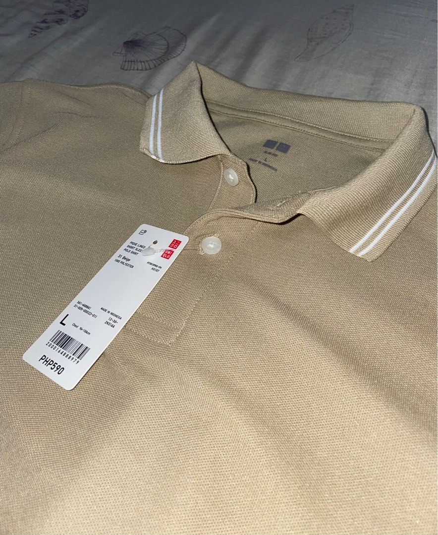 UNIQLO beige polo in large, Men's Fashion, Tops & Sets, Tshirts & Polo ...