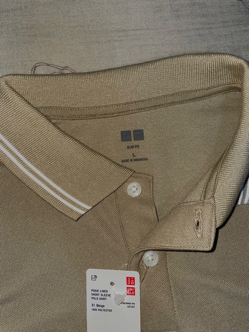 UNIQLO beige polo in large, Men's Fashion, Tops & Sets, Tshirts & Polo ...