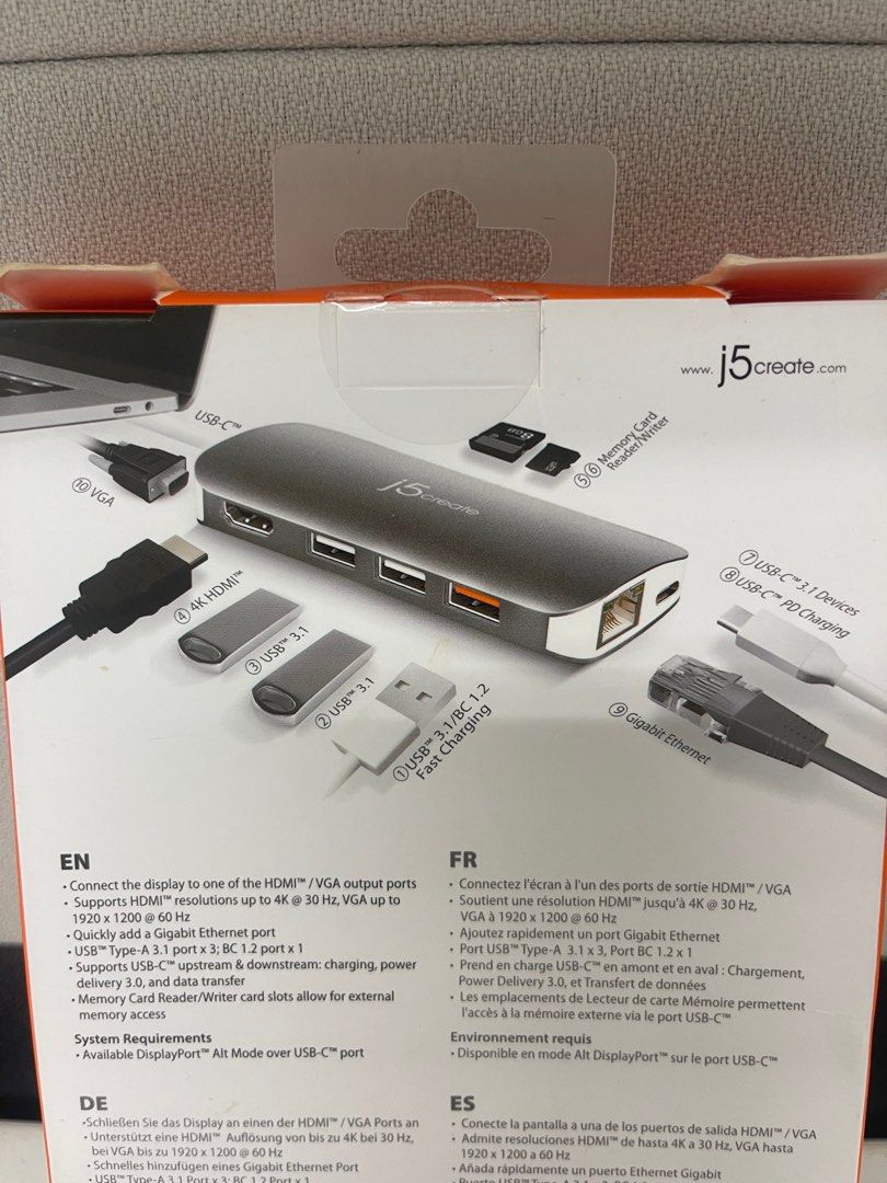 USB C Multiport Adaptor J5 Create 10 in 1, Computers & Tech, Parts ...