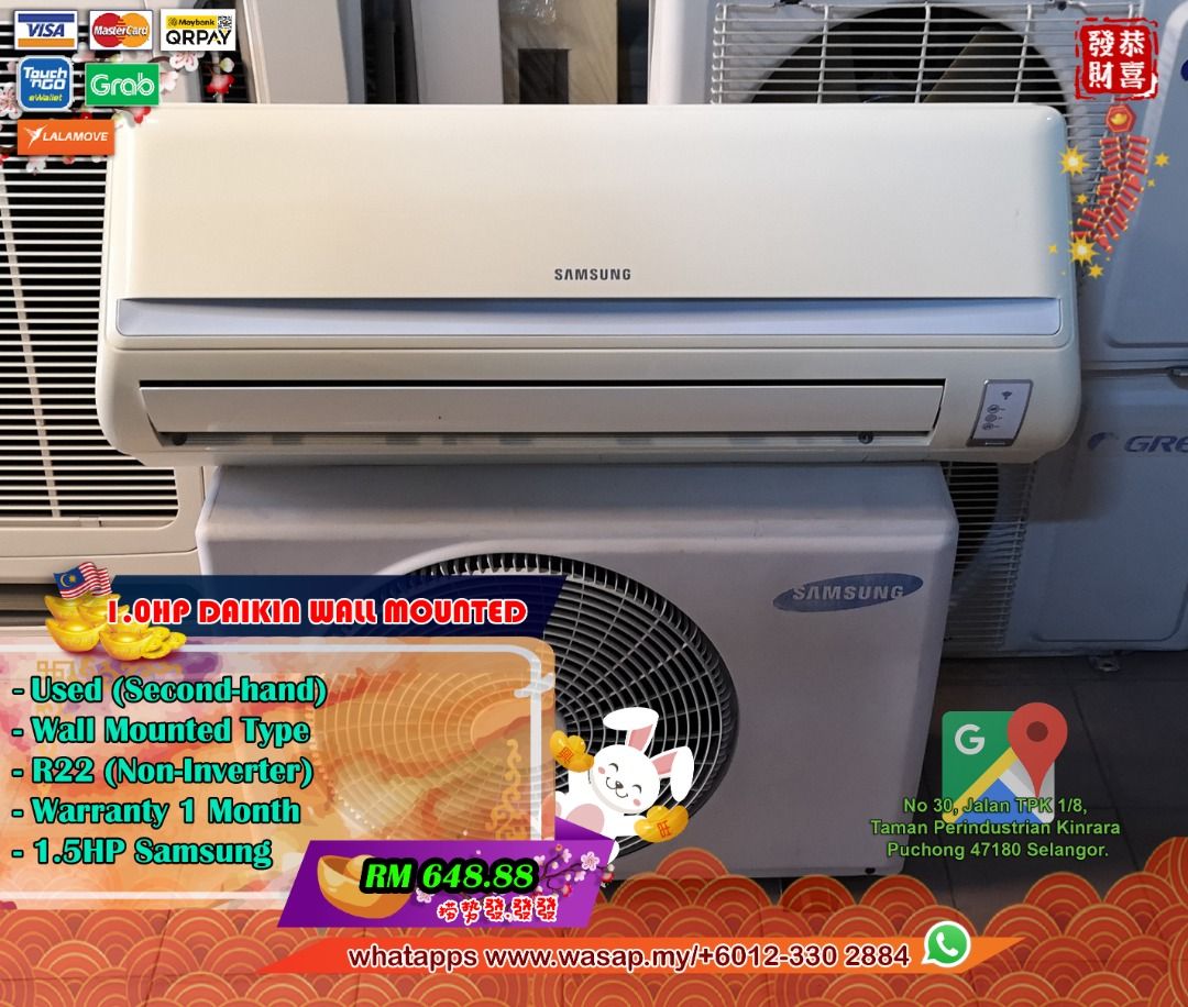 Used 1.0HP to 2.0HP Wall Mounted Type Aircon / Inverter & Non-inverter ...