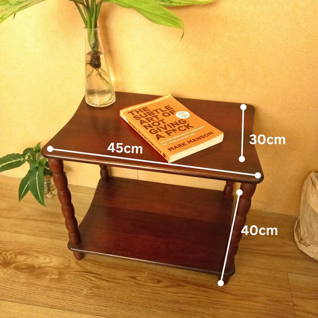 Vintage 2-tier oak wood mini side table spindle legs, Furniture & Home ...