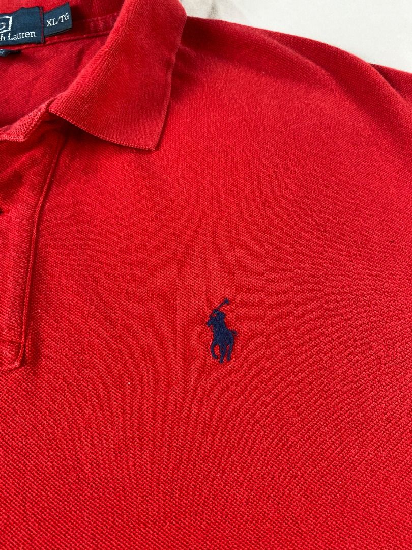 Vintage polo by ralph lauren rarri red polo shirt, Men's Fashion, Tops ...