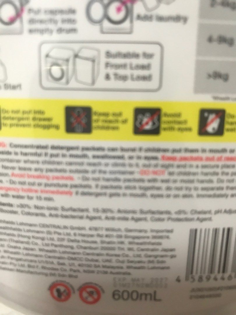 Walch Fresh HY Anti-bacteria &Anti-dust Mite Laundy Capsules, Furniture ...