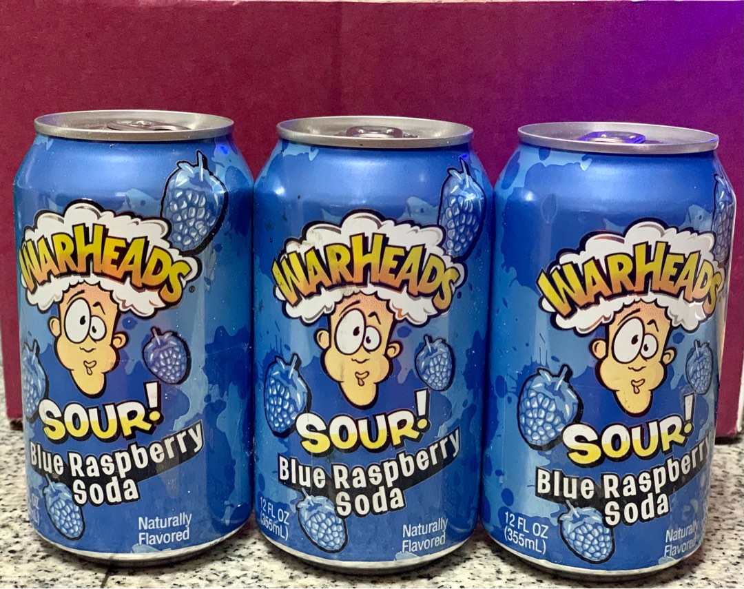 Warheads Sour Blue Raspberry Soda 355ml, Food & Drinks, Beverages on ...