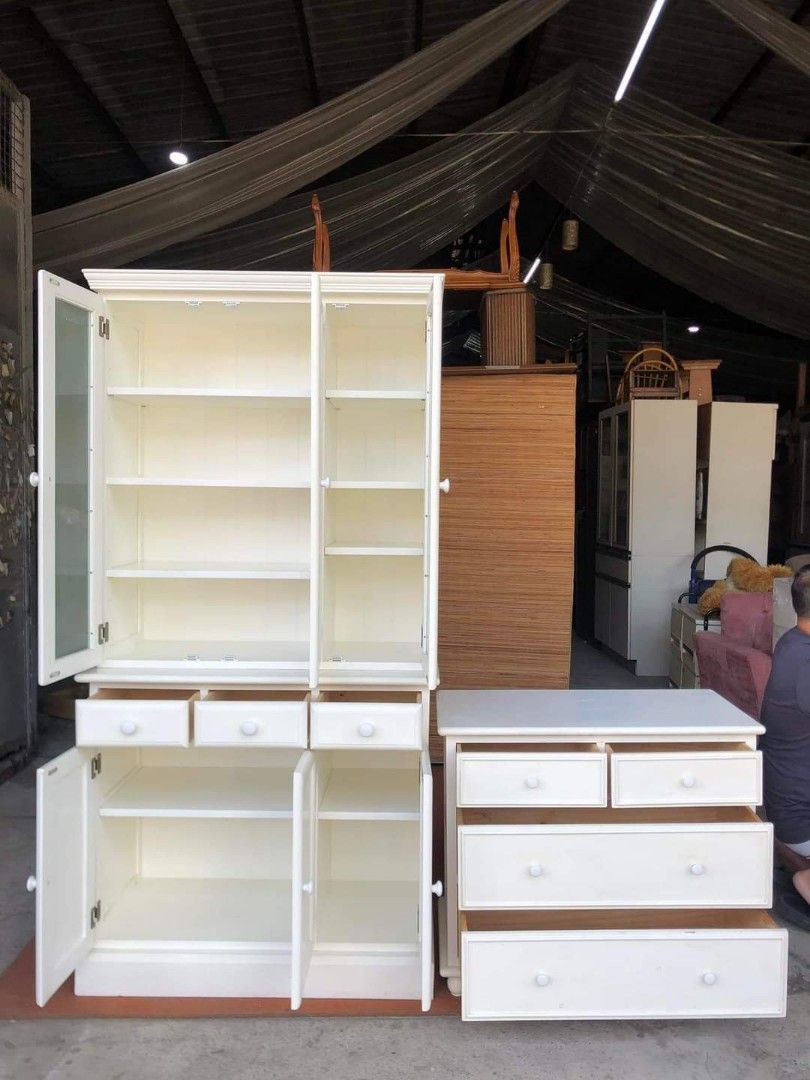 White country style displayer cabinet and side drawer set Displayer ...