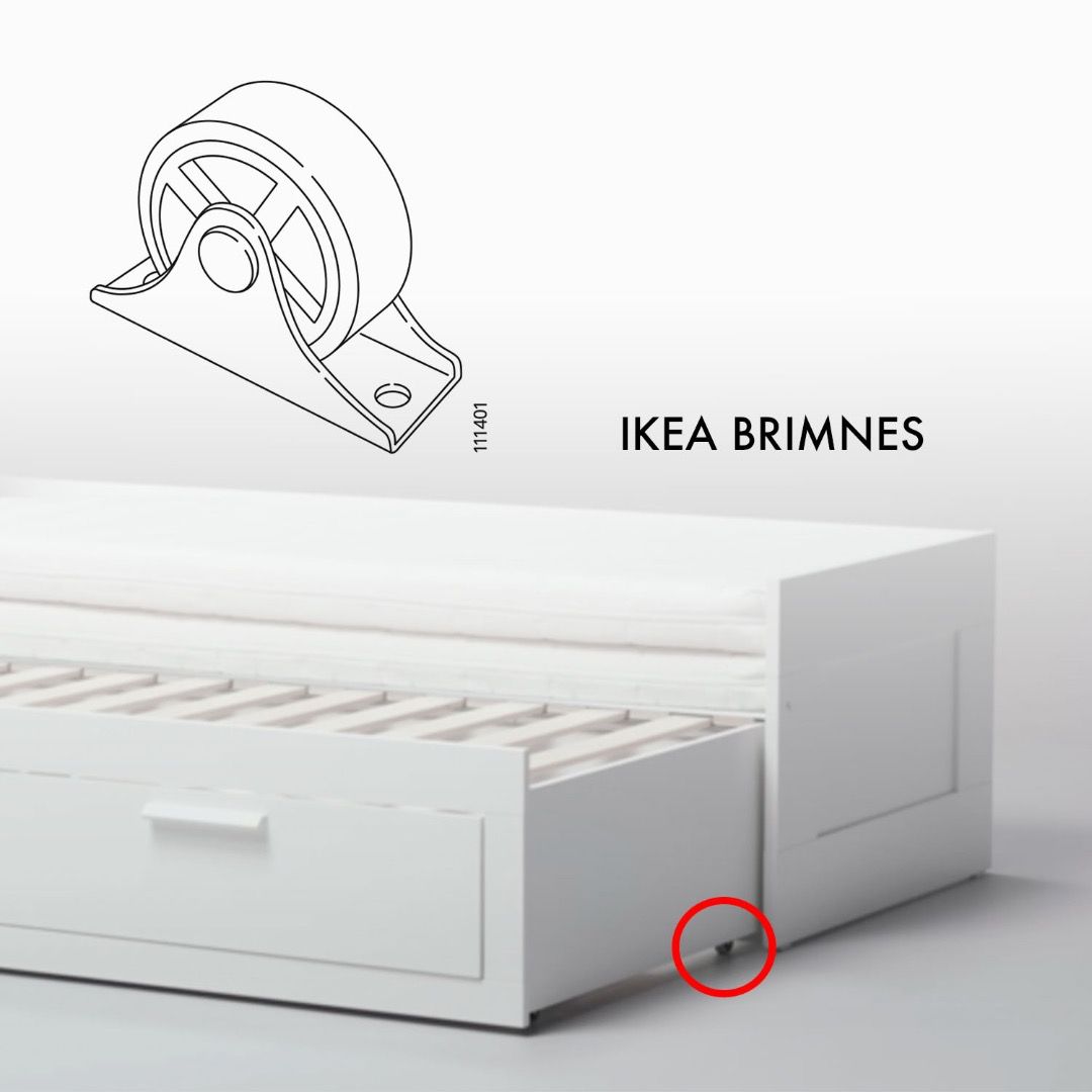 x10 IKEA Under Bed Drawer Castor Wheels (Part No. 111401), Furniture ...