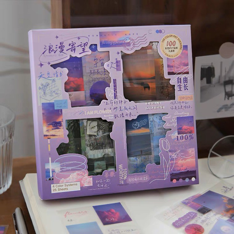 [100sheets] aesthetic sticker sheets ins gift box set, Hobbies & Toys ...