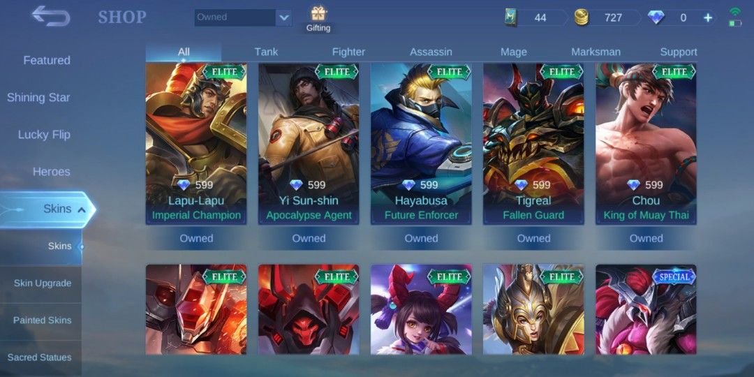 115 SKINS CHEAP MOBILE LEGENDS SMURF CHANG'E EPIC, Video Gaming, Gaming ...