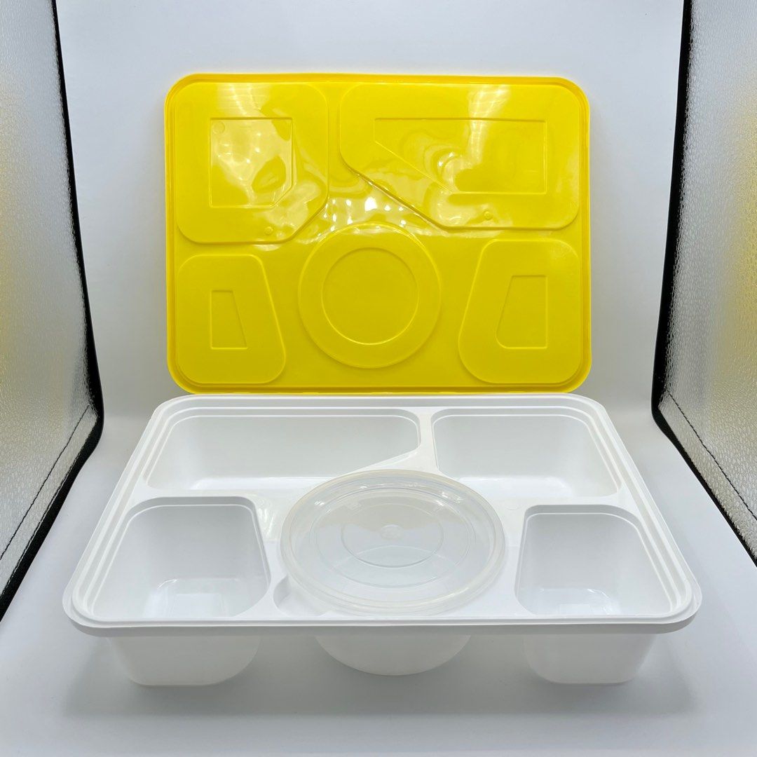 5 Division Compartment Lunch Bento Box with Lid, Everything Else ...