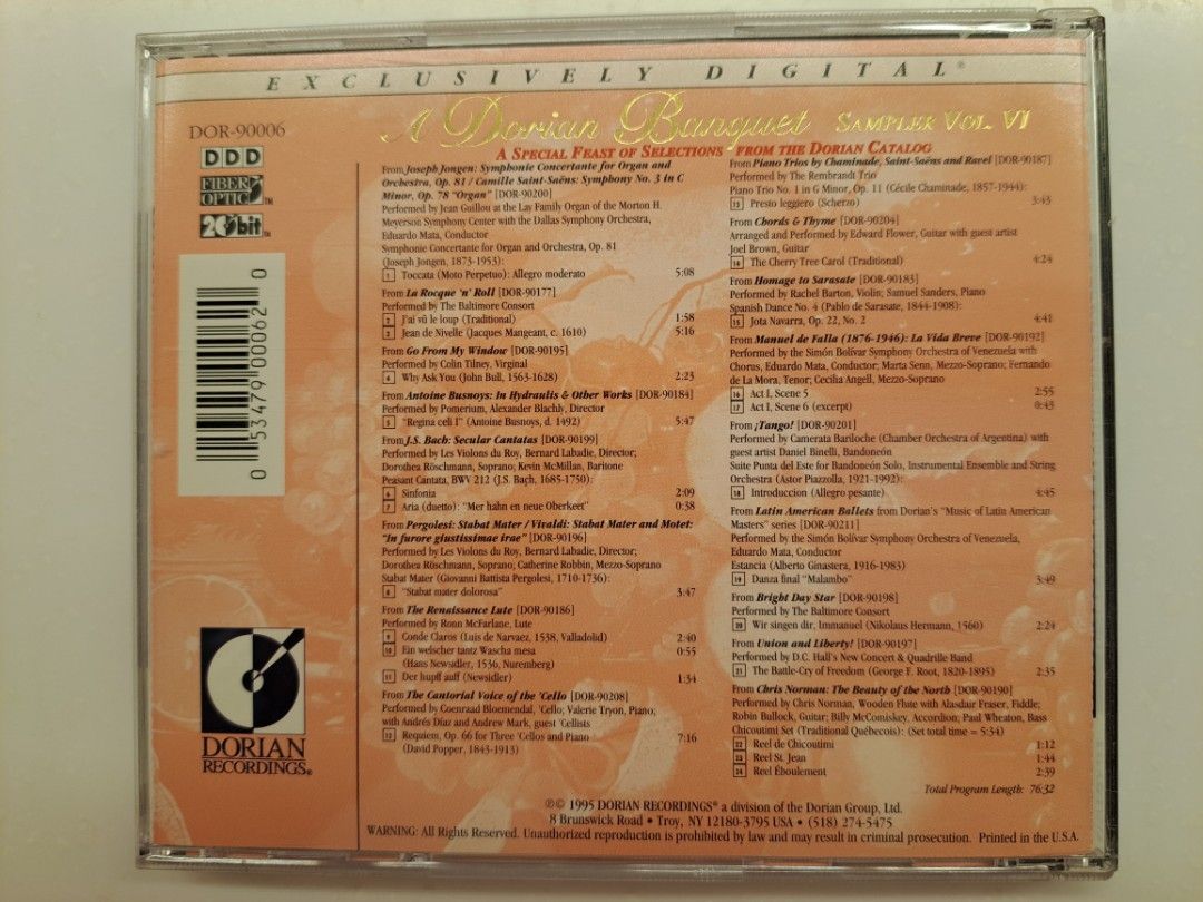 A Dorian Banquet: A Special Feast from the Dorian Catalog, Vol. 6. 1995 ...