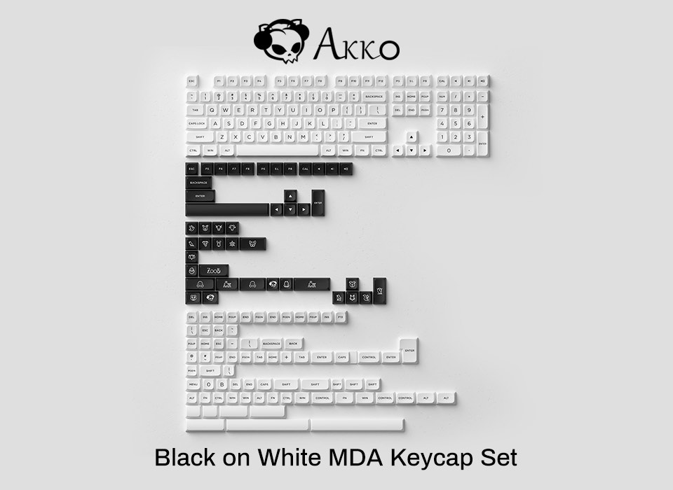 AKKO Black on White MDA Profile 227 Keycap Set, Computers & Tech, Parts ...
