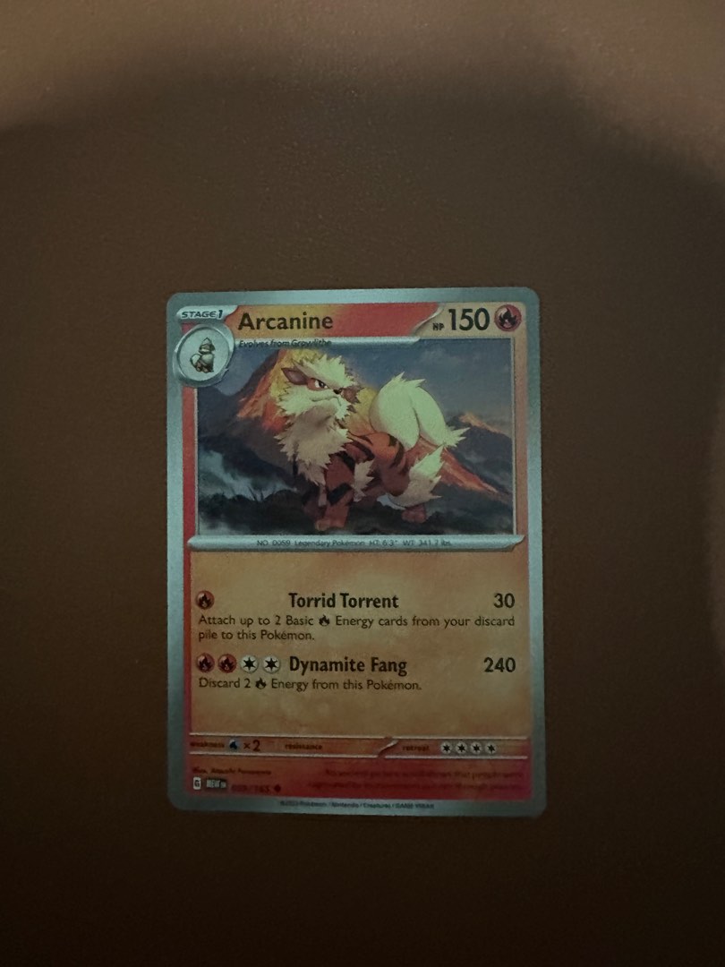 Arcanine Pokemon 151 Scarlet & Violet, Hobbies & Toys, Toys & Games on ...