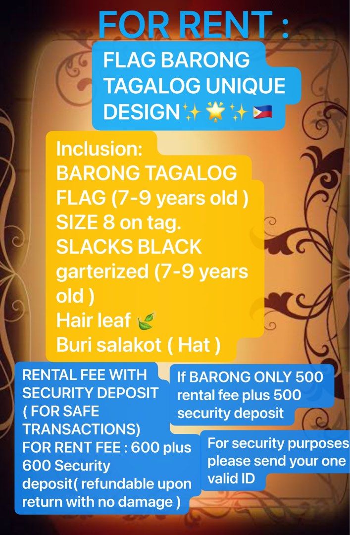 Barong tagalog ( flag unique design For rent ), Babies & Kids, Babies ...