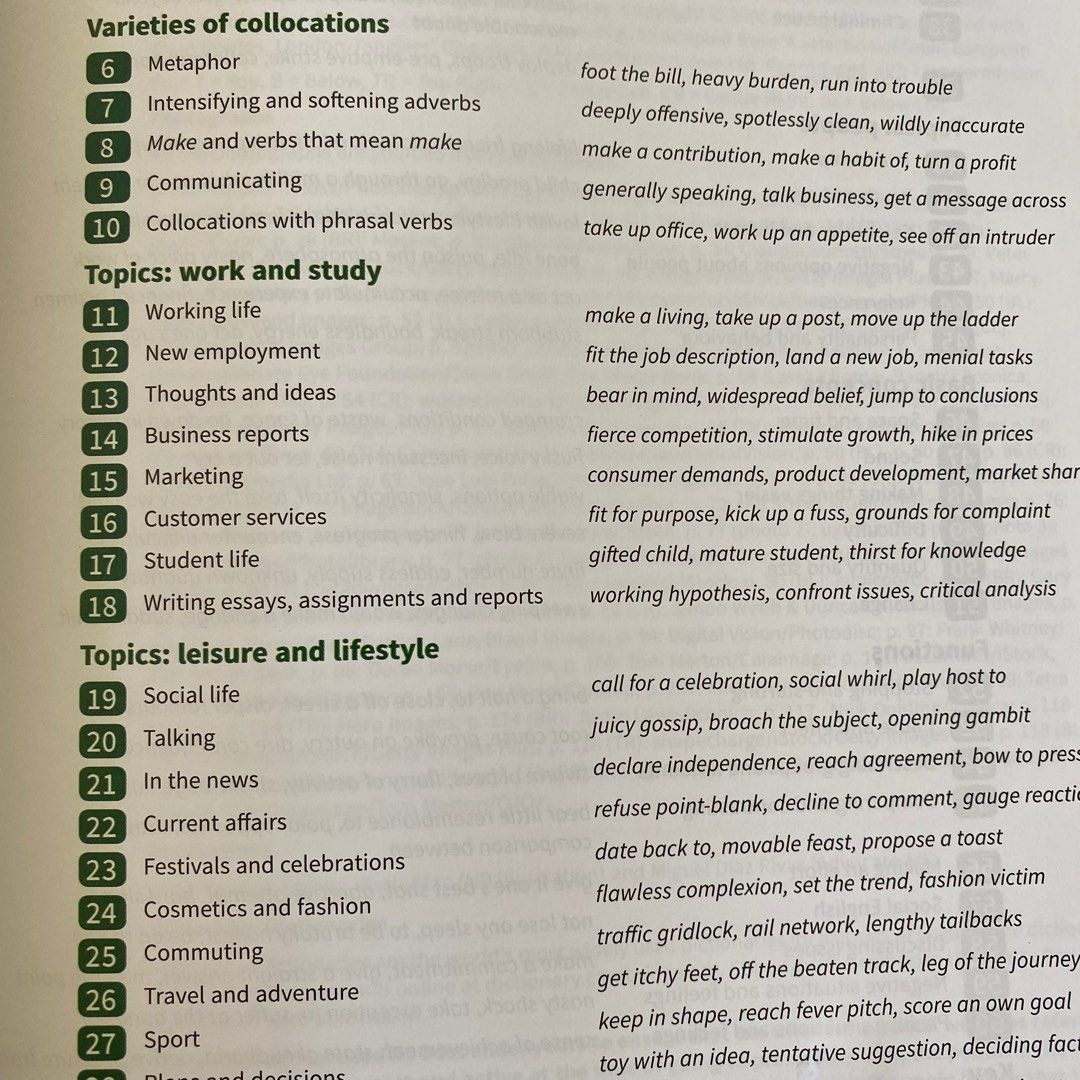 Cambridge English collocation in use ( with answers), 興趣及遊戲, 書本 & 文具 ...