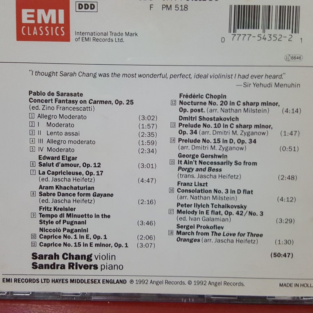 CD>Sarah Chang : Debut, Hobbies & Toys, Music & Media, CDs & DVDs on ...