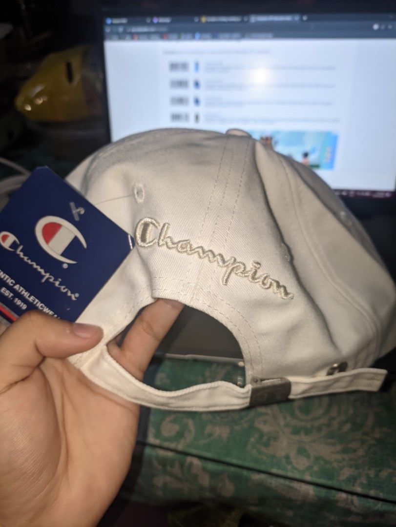 Champion White Cap, Men's Fashion, Watches & Accessories, Caps & Hats ...