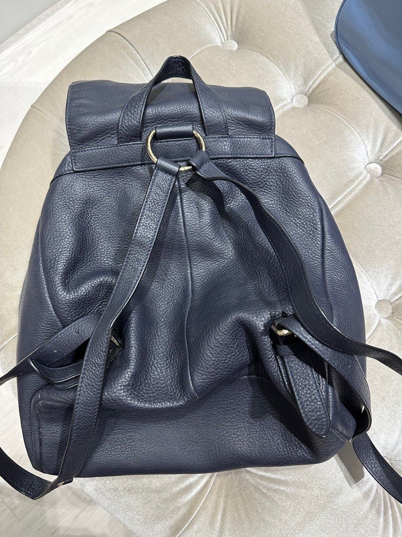Coach Leather Backpack in Midnight Blue, Women's Fashion, Bags ...