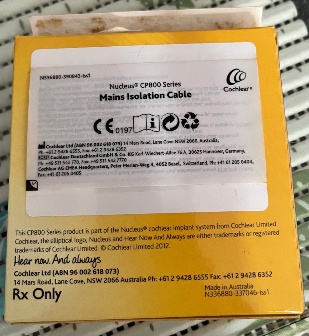 Cochlear Main Isolation Cable, Audio, Other Audio Equipment on Carousell