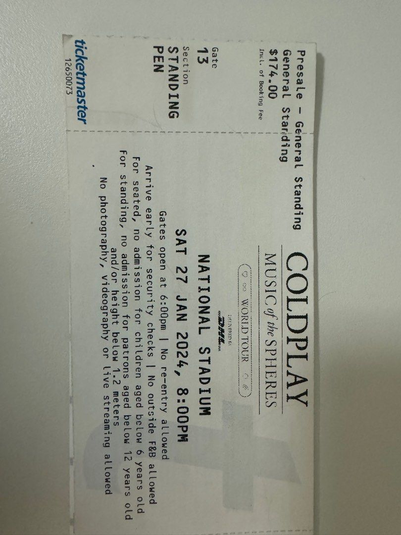 Coldplay standing 27Jan, Tickets & Vouchers, Event Tickets on Carousell