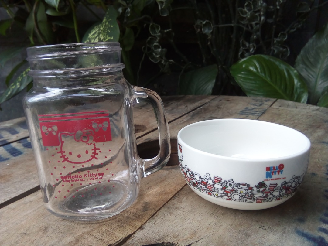 Collectible Hello Kitty Glass Jar Mug and Ceramic Bowl, Hobbies & Toys ...