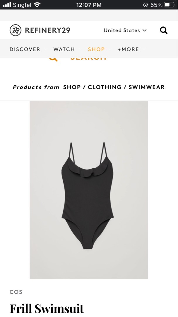 COS black frill one piece swimsuit, Women's Fashion, Swimwear, Bikinis ...