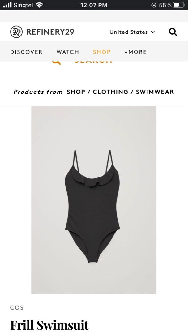 COS black frill one piece swimsuit, Women's Fashion, Swimwear, Bikinis ...