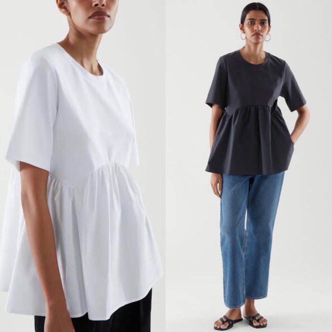 COS soft cotton peplum top, Women's Fashion, Tops, Blouses on Carousell
