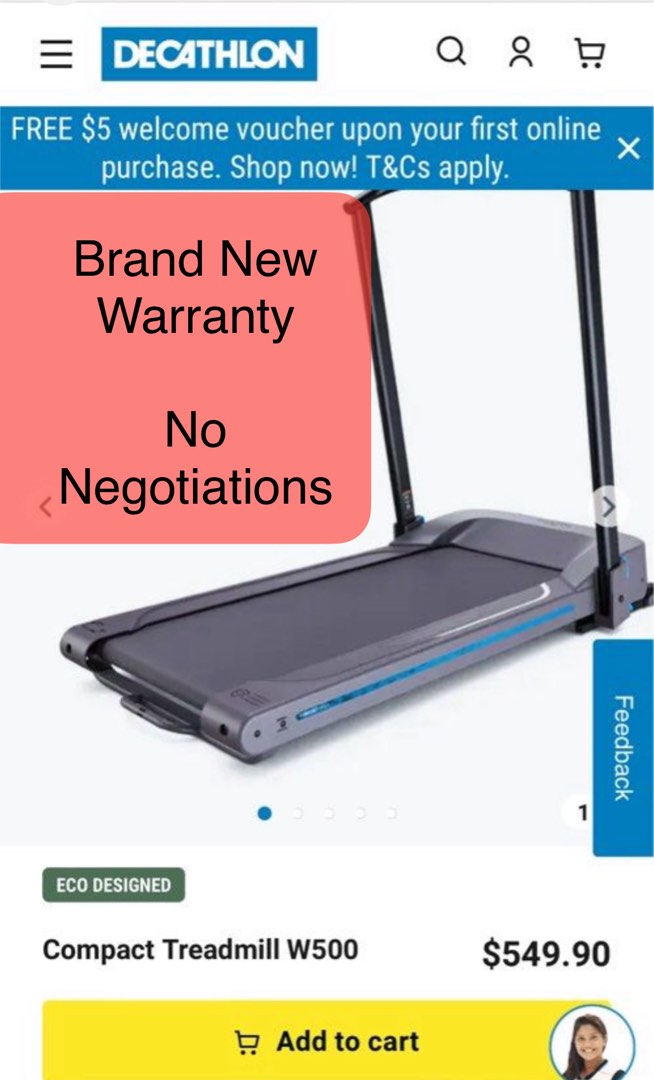 Decathlon - treadmill - DOMYOS W500, Sports Equipment, Exercise ...