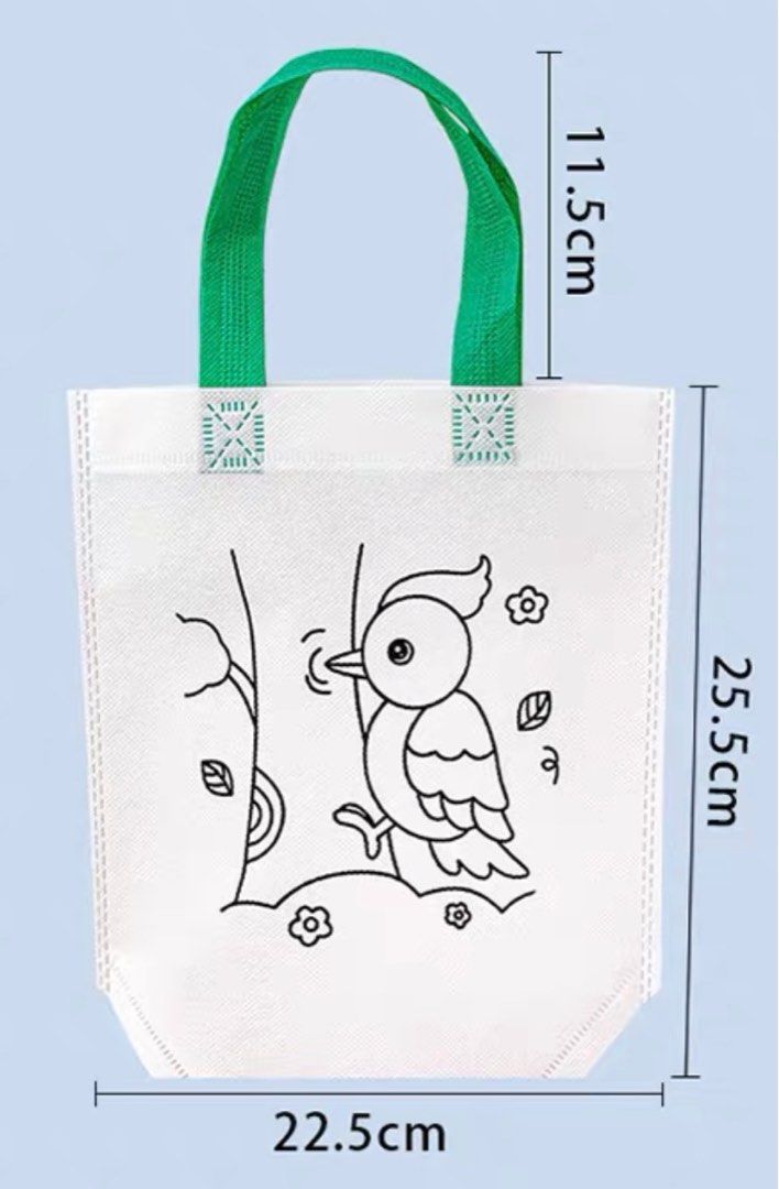DIY Colouring Tote Bag with 12-pc Markers (Ready Stock), Hobbies & Toys ...