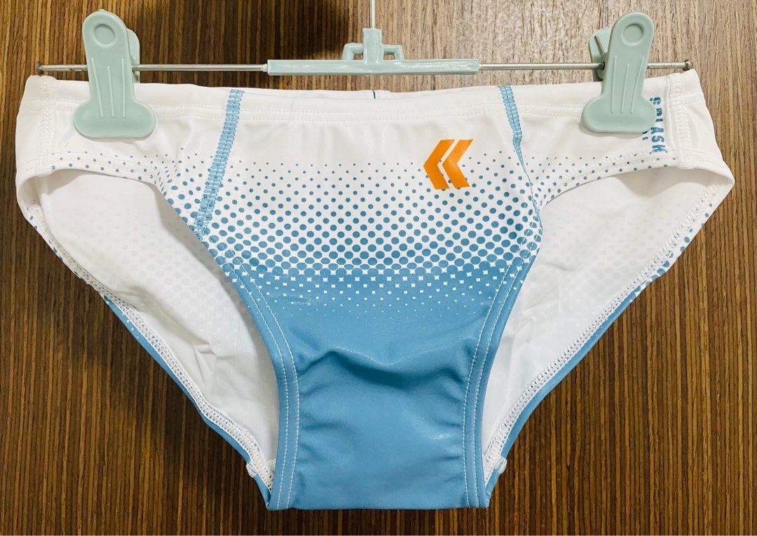 EGDE Splash Super Low Rise Bikini Swim Trunks, White x Mossblue, Men's ...
