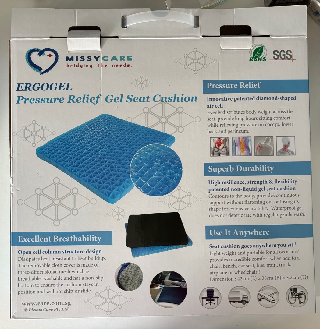 Ergogel Pressure Relief Seat Cushion, Health & Nutrition, Assistive ...
