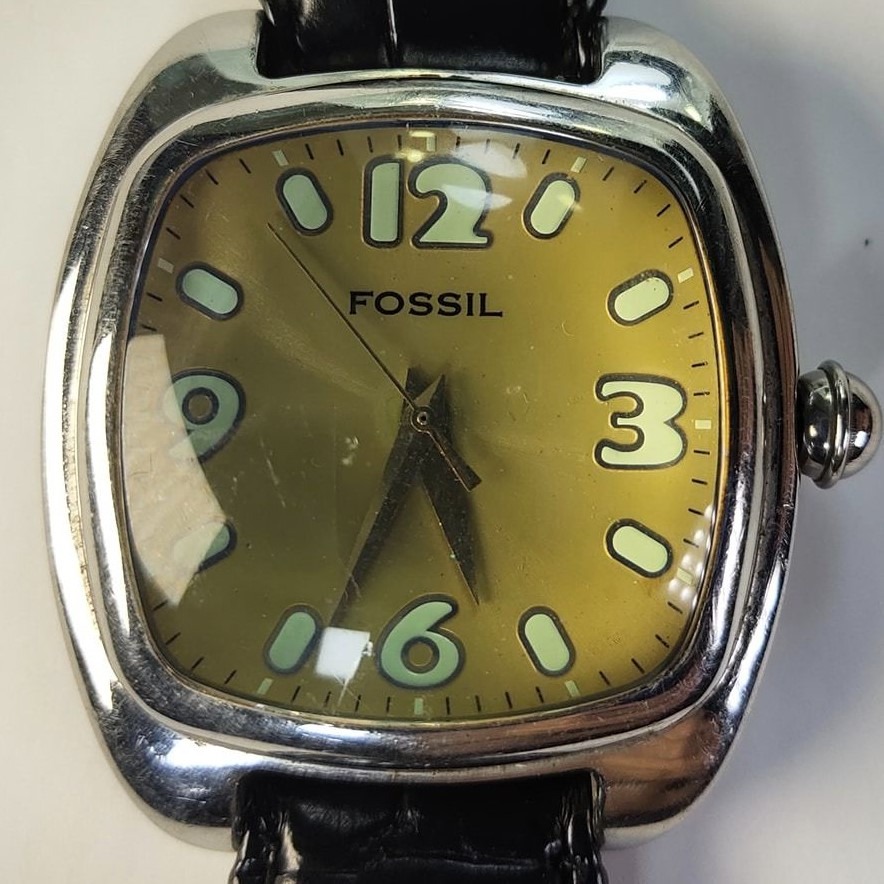 Fossil Men's Wristwatch JR-8027 Analog Quartz Yellow Face Square 40mm x ...