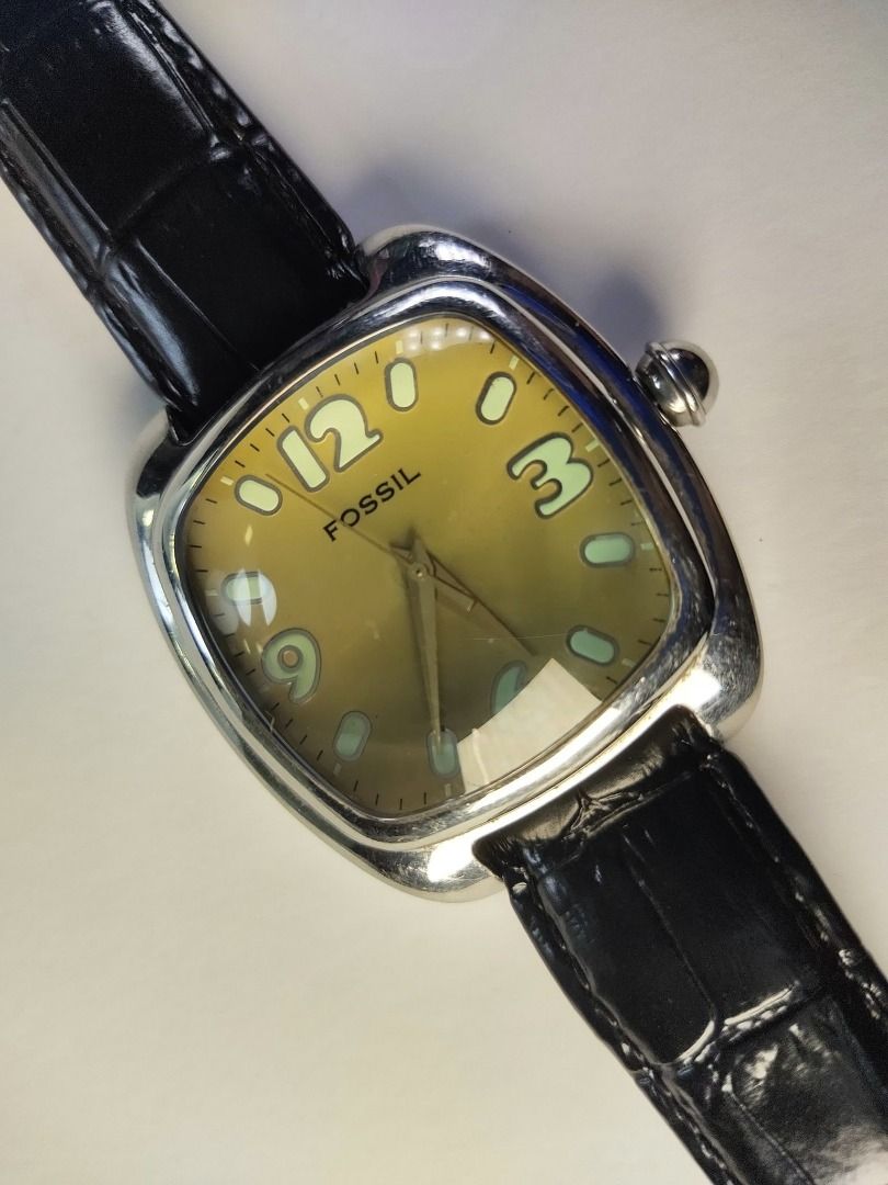 Fossil Men's Wristwatch JR-8027 Analog Quartz Yellow Face Square 40mm x ...