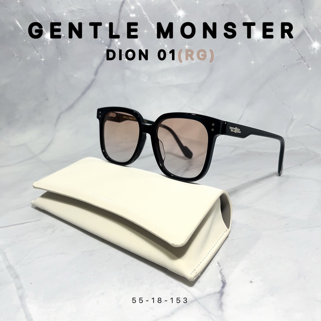 Gentle Monster Sunglasses | Dion 01(RG) | Size 55-18-153| Oversized Black Square Frame Red ...