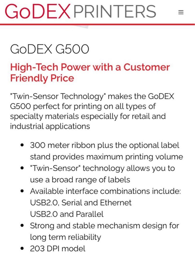 Godex G500 thermal label printer, Computers & Tech, Printers, Scanners ...