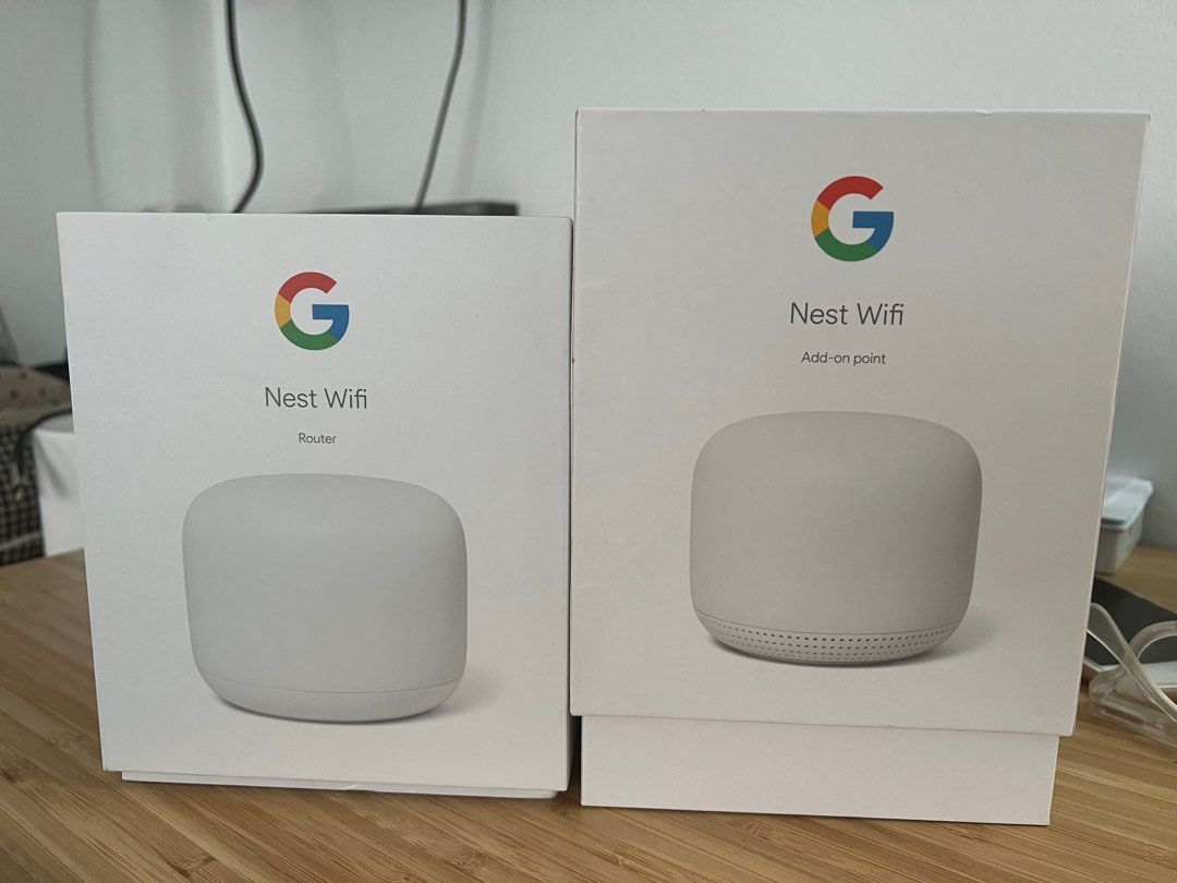 Google nest router with add on point, Computers & Tech, Parts & Accessories, Networking on Carousell