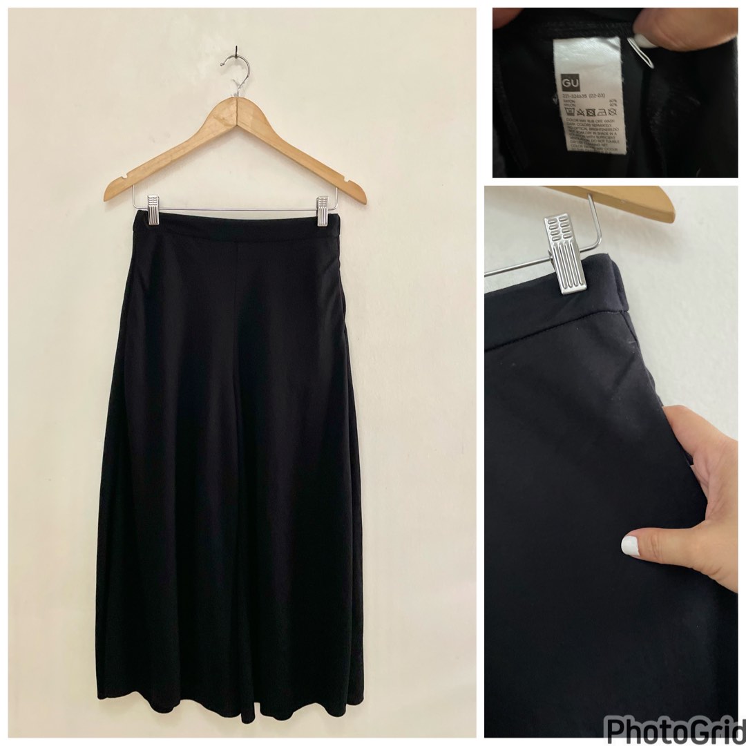 Gu black wide leg drape pants, Women's Fashion, Bottoms, Other Bottoms ...
