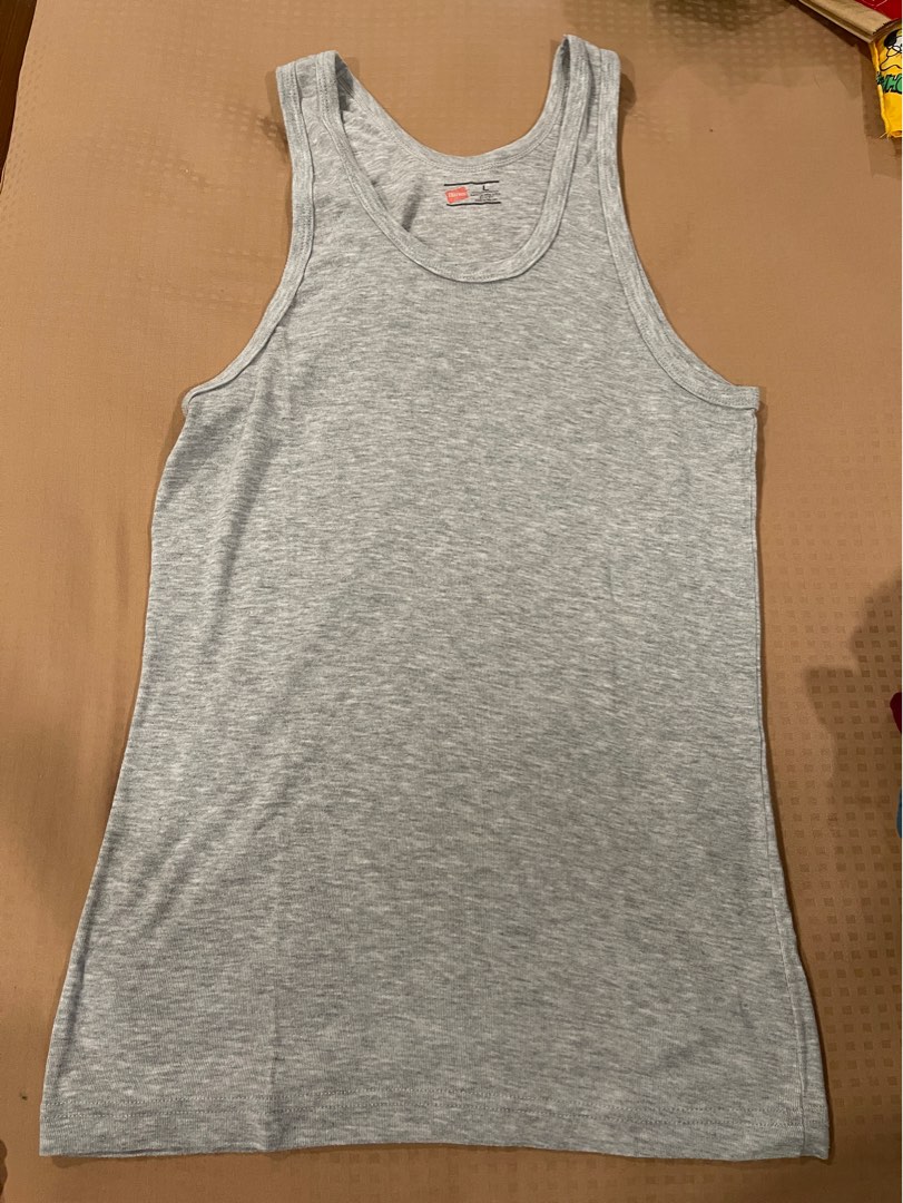 Hanes Gray Sando, Men's Fashion, Tops & Sets, Sleep and Loungewear on ...