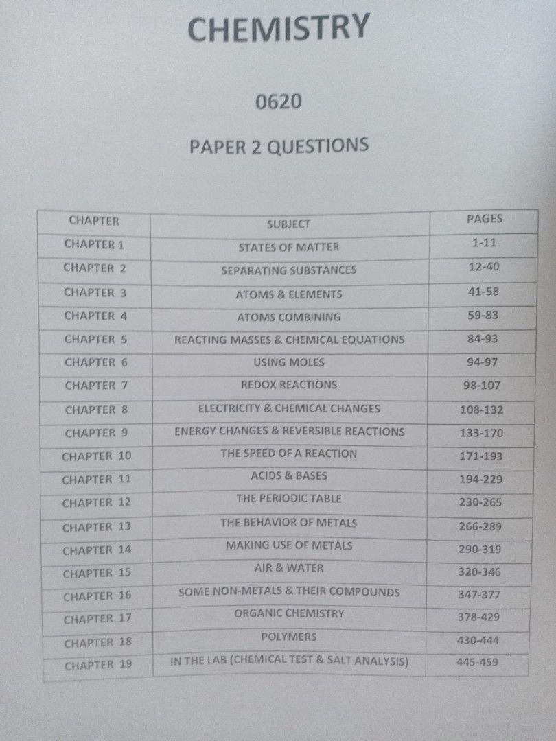 IGCSE CAMBRIDGE CHEMISTRY PAST YEAR PAPER 2, Hobbies & Toys, Books ...