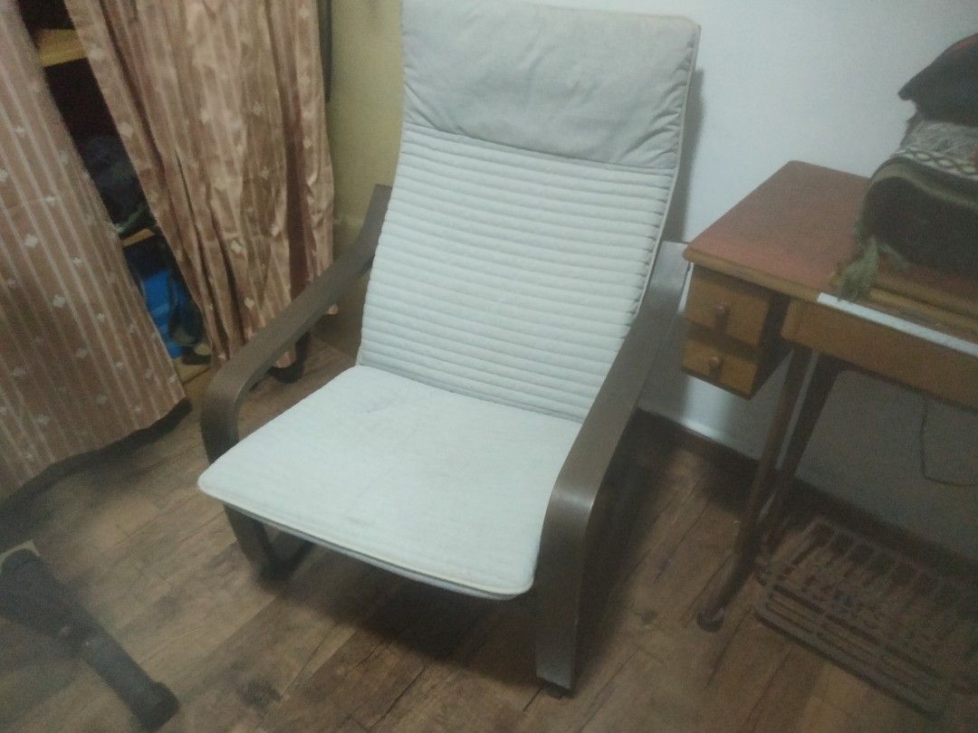 Ikea Poang Chair with leg rest, Furniture & Home Living, Furniture ...