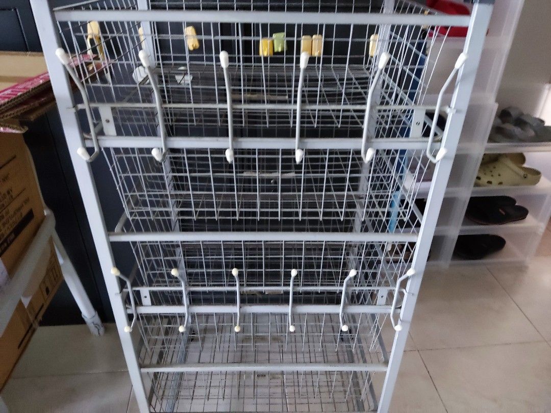 Ikea Six Tiers Metal shelf with Wheels, Hooks and Wooden Top Board ...