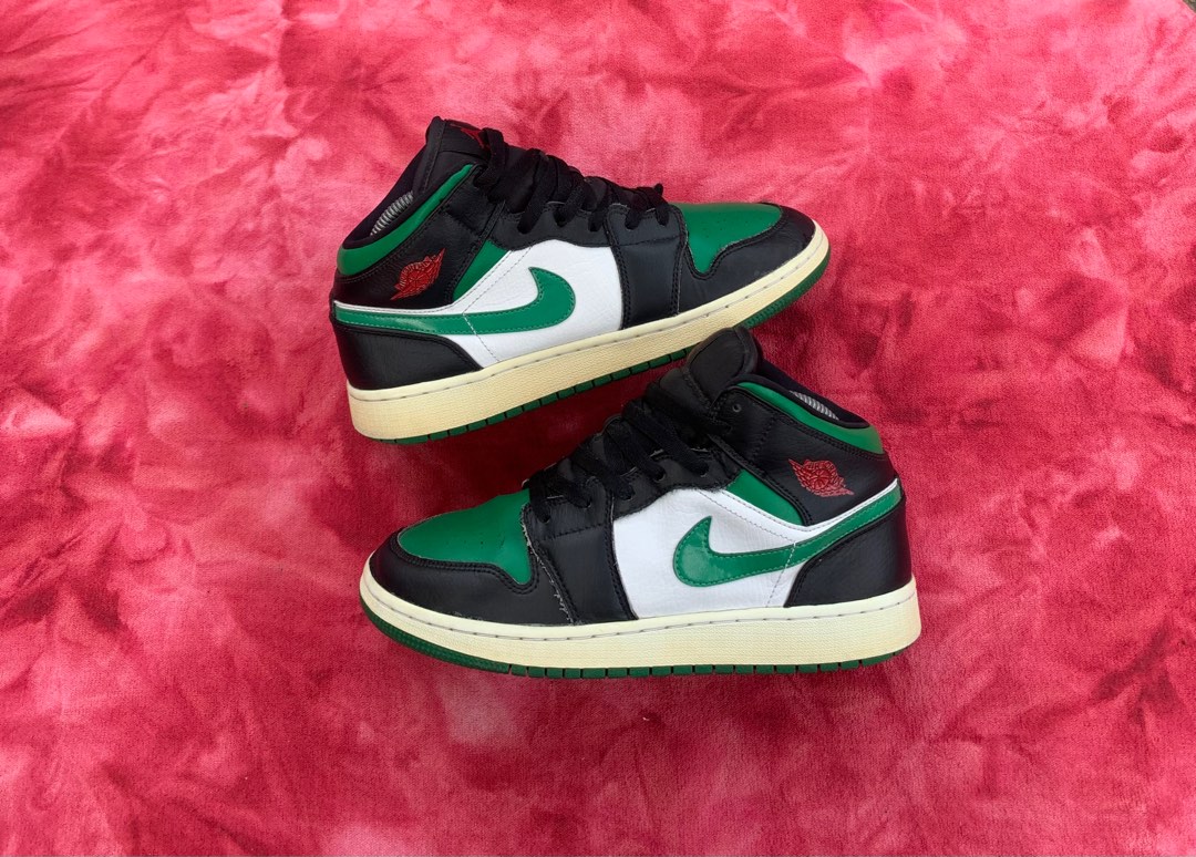 Jordan 1 Mid Green Toe, Men's Fashion, Footwear, Sneakers on Carousell